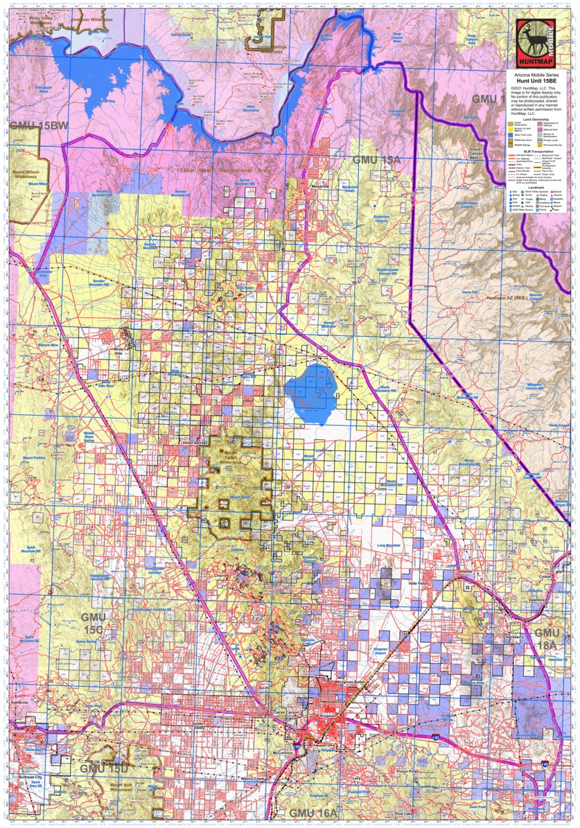 Arizona HuntMap GMU 15BE Map by HuntMap, LLC | Avenza Maps