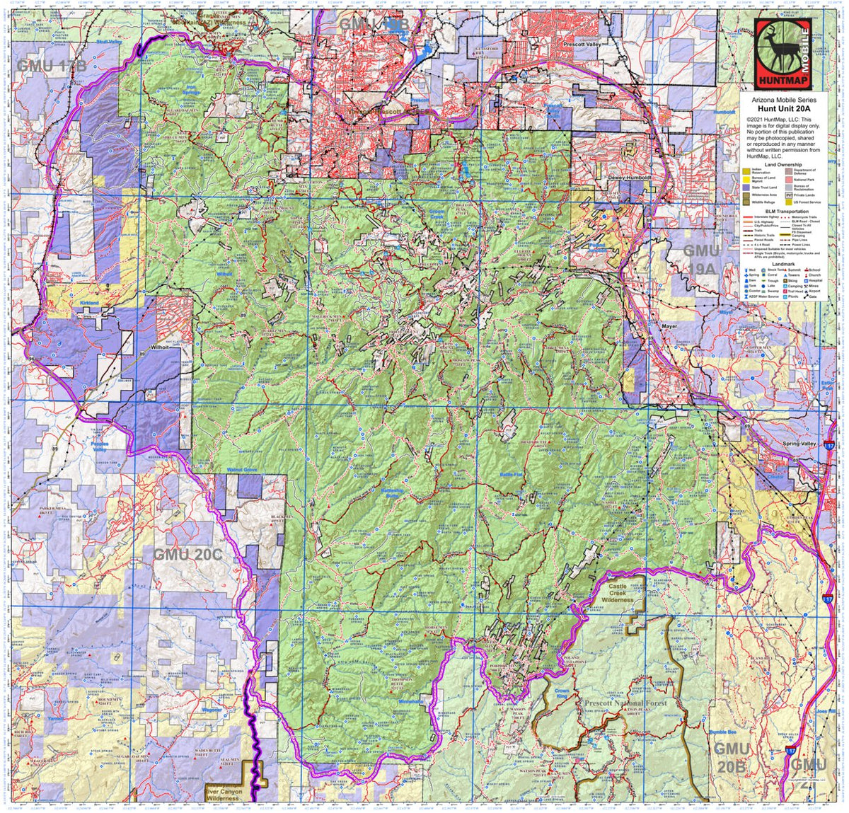 Arizona HuntMap GMU 20A Map by HuntMap, LLC | Avenza Maps