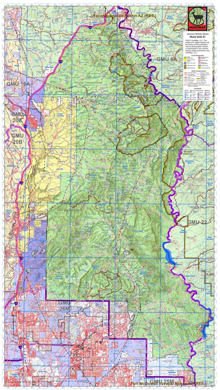 Arizona HuntMap GMU 21 Map by HuntMap, LLC | Avenza Maps