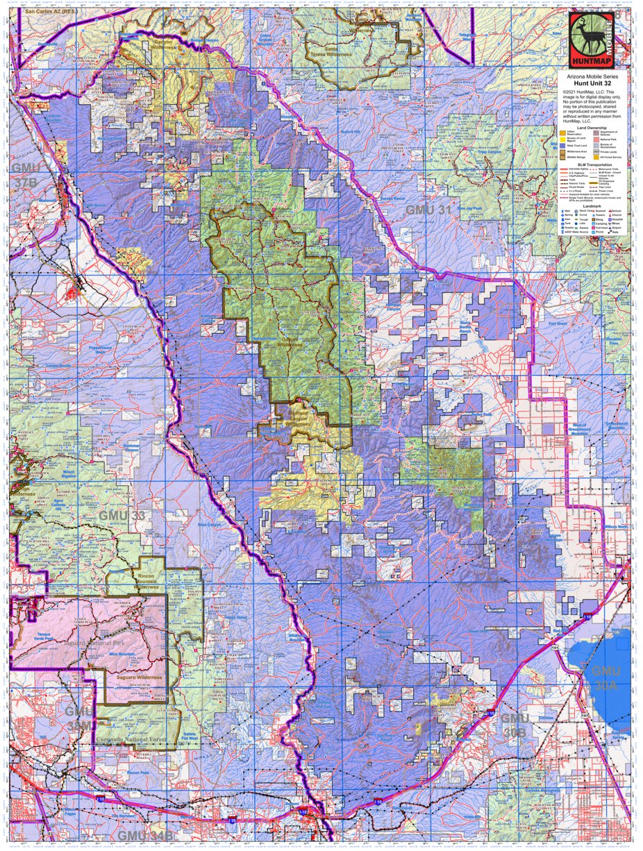 Arizona HuntMap GMU 32 Map by HuntMap, LLC | Avenza Maps