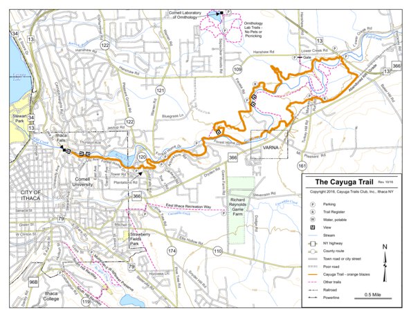 Cayuga Trail - Cornell University Map by Finger Lakes Trail Conference ...