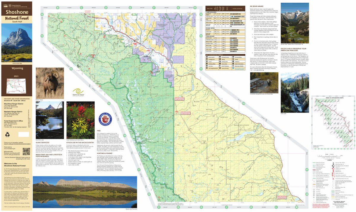 Shoshone National Forest Visitor Map (South Half) - Wind River ...