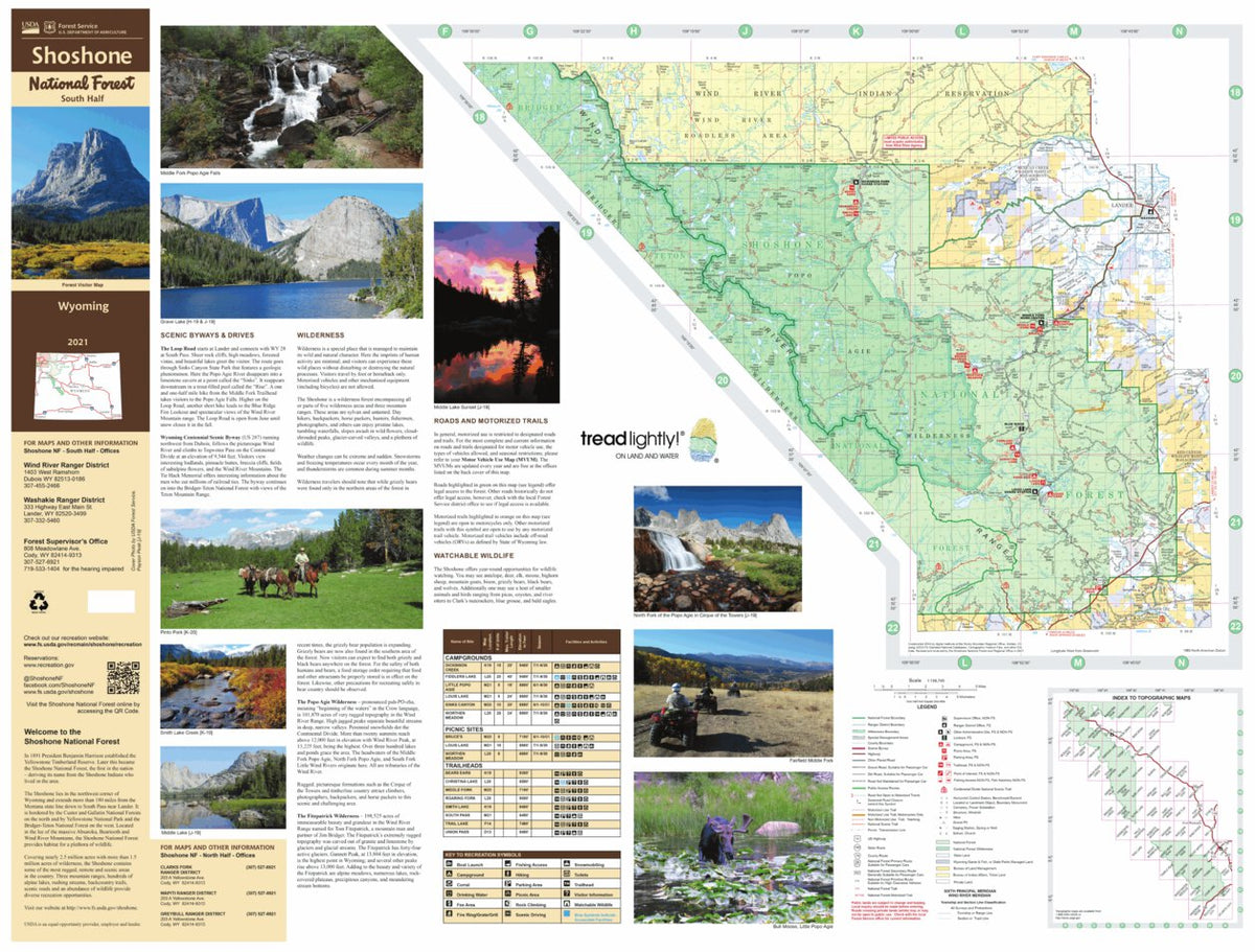 Shoshone National Forest Visitor Map (South Half) - Wind River ...