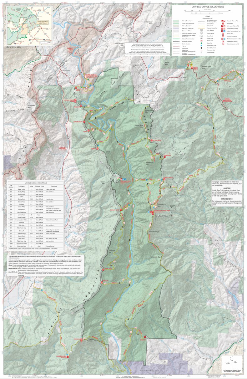 Pisgah National Forest, Linville Gorge Wilderness, Special Use Map by ...