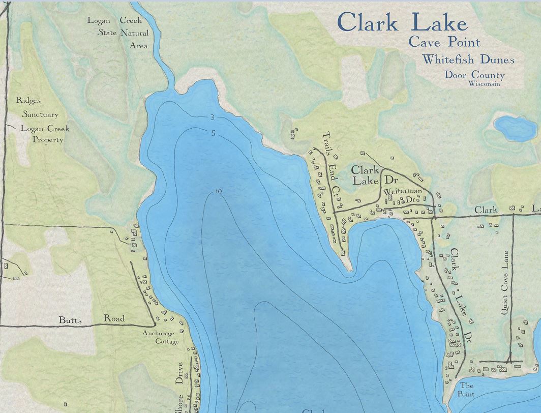Clark Lake, Door County, Wisconsin Map by WisCartography | Avenza Maps