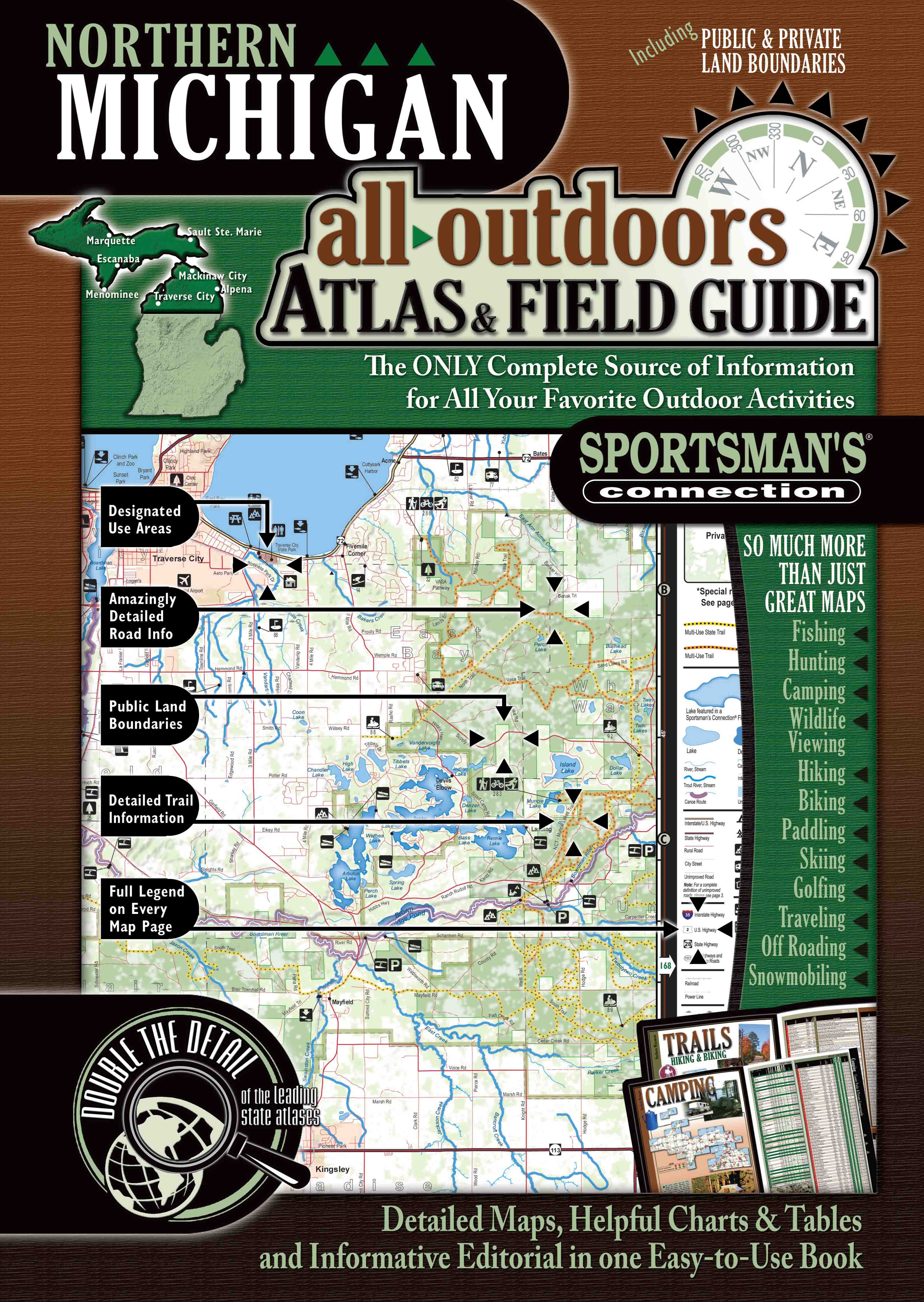 Northern MI All-Outdoors Atlas & Field Guide Map by Sportsman's ...