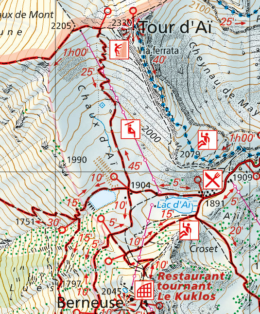 Aigle-Leysin-Col des Mosses, 1:25'000, Hiking Map by Orell Fuessli ...