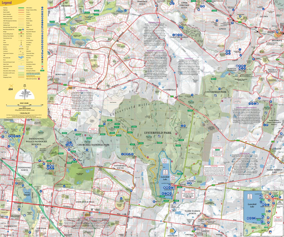 Lysterfield Hills - Dandenong Ranges Map by Meridian Maps | Avenza Maps