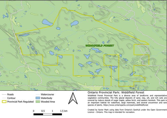 Ontario Nature Reserve: Widdifield Forest Map by Xavier Maps | Avenza Maps
