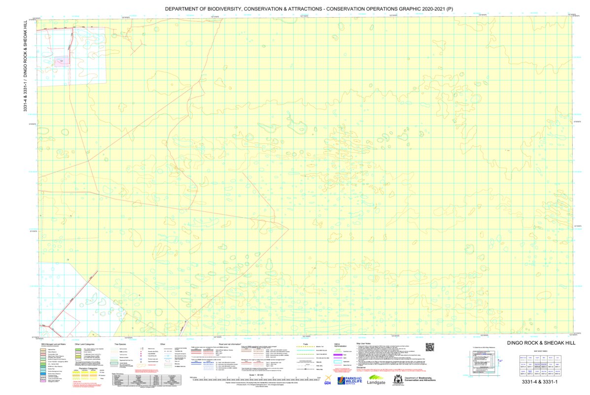 COG Series Map 3331-14: Dingo Rock and Sheoak Hill by Western Australia ...