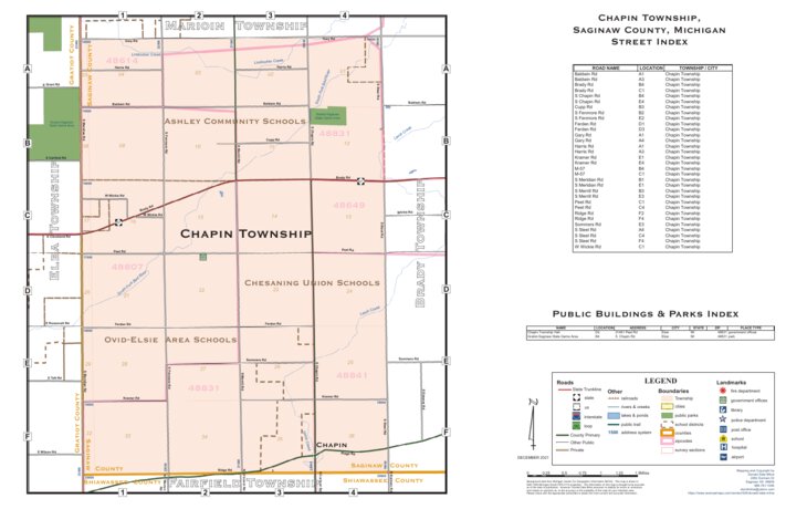 Chapin Township, Saginaw County, Michigan Map by Donald Dale Milne ...