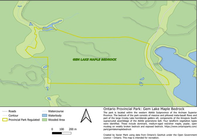 Ontario Nature Reserve: Gem Lake Maple Bedrock Map by Xavier Maps ...