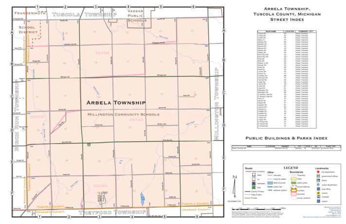 Arbela Township, Tuscola County, Michigan Map by Donald Dale Milne ...