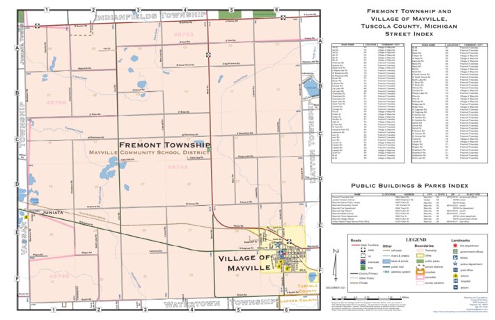 Fremont Township, and Village of Mayville, Tuscola County, Michigan Map ...