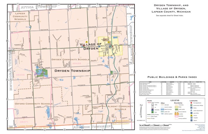Dryden Township, Lapeer County, Michigan Map by Donald Dale Milne ...