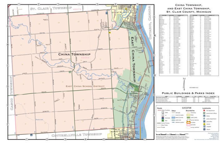 China Township and East China Township, St. Clair County, MI Map by ...