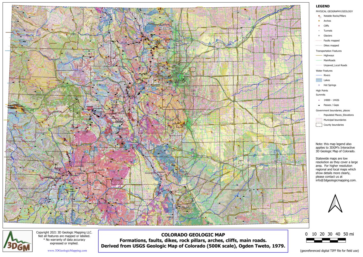 2D Geologic Map of Colorado with features added by 3D Geologic Mapping ...