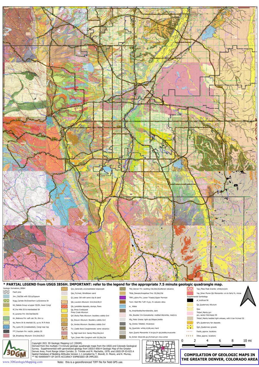 Best Available 7.5' Geologic Quads Covering Denver (16 seamless maps ...
