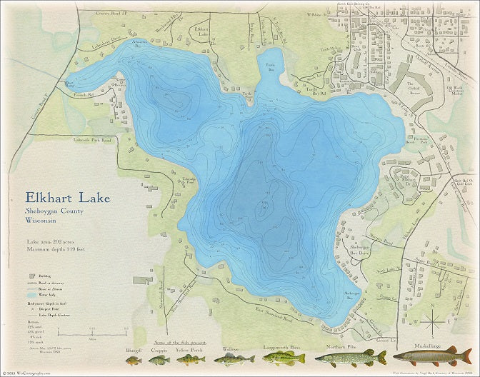 Elkhart Lake, Sheboygan County, Wisconsin Map by WisCartography ...