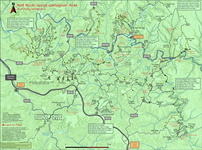 Red River Gorge: Heart of the Gorge Map by 42nd Parallel | Avenza Maps