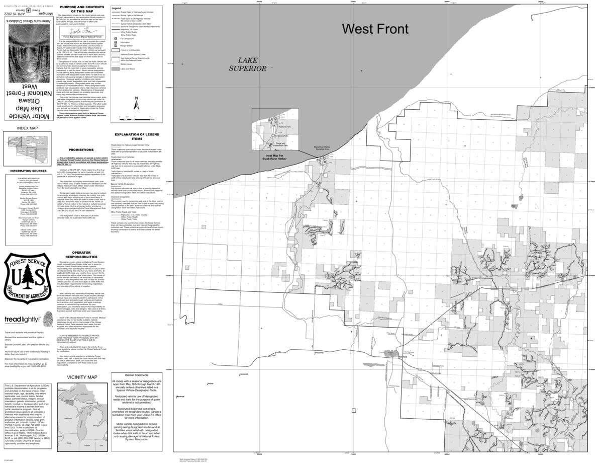 Ottawa NF West Front MVUM Map by US Forest Service R9 | Avenza Maps