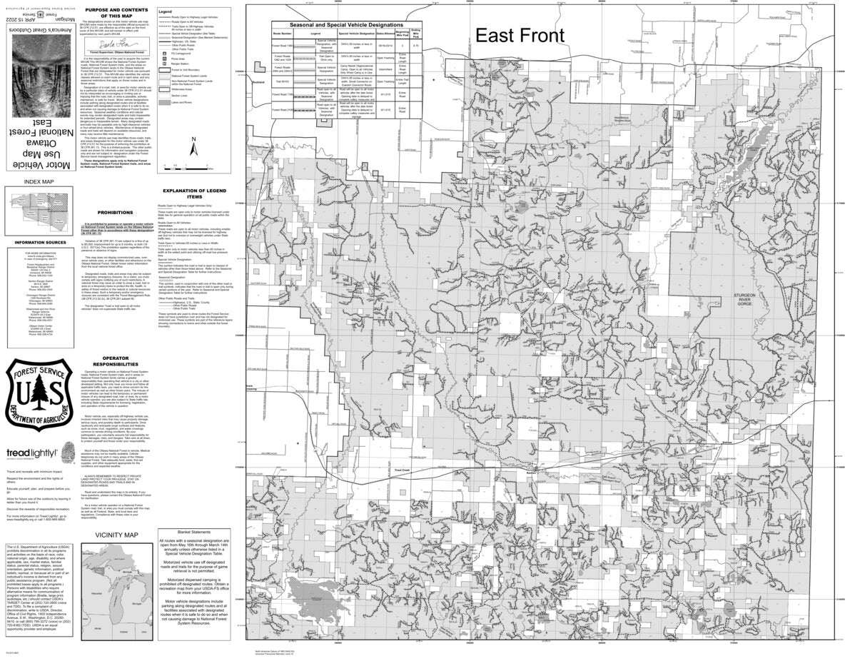 Ottawa NF East Front MVUM Map by US Forest Service R9 | Avenza Maps