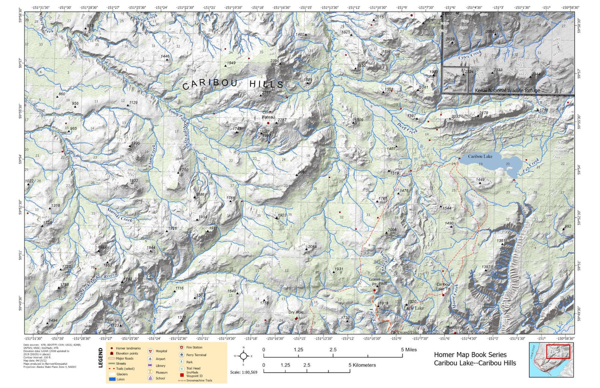 Caribou Lake--Caribou Hills, Alaska Map by BarnwellGeospatial | Avenza Maps