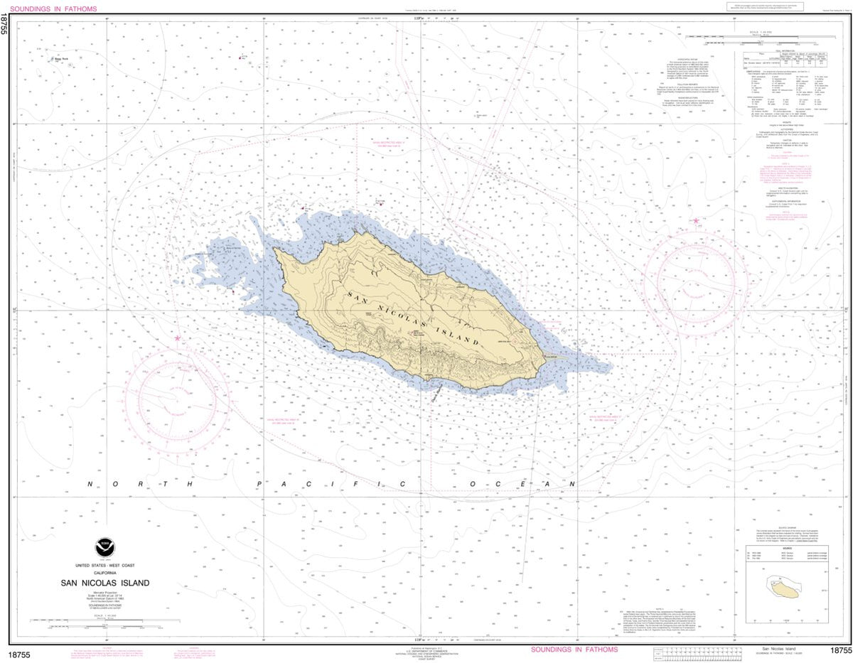 San Nicolas Island Map by National Oceanographic & Atmospheric ...