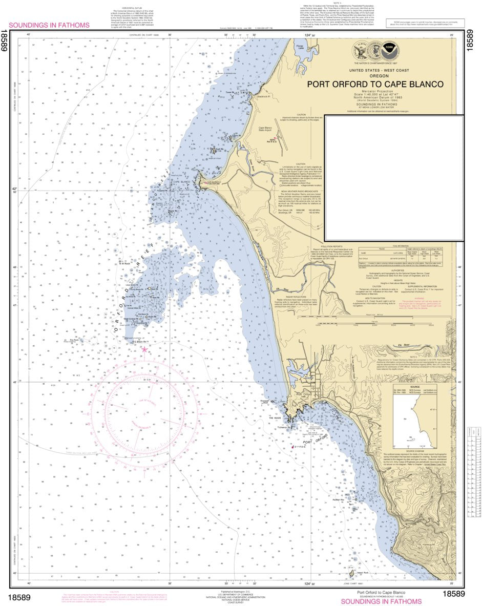 Port Orford To Cape Blanco Map by National Oceanographic & Atmospheric ...
