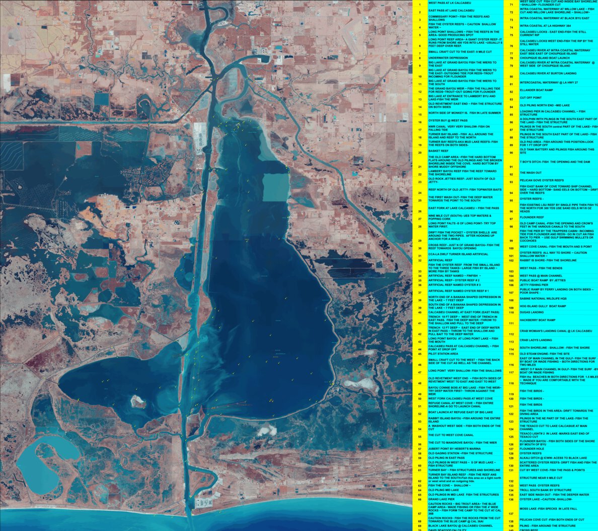 Calcasieu Lake (Big Lake), Lousiana Hot Spots Fishing Map by Cajun ...