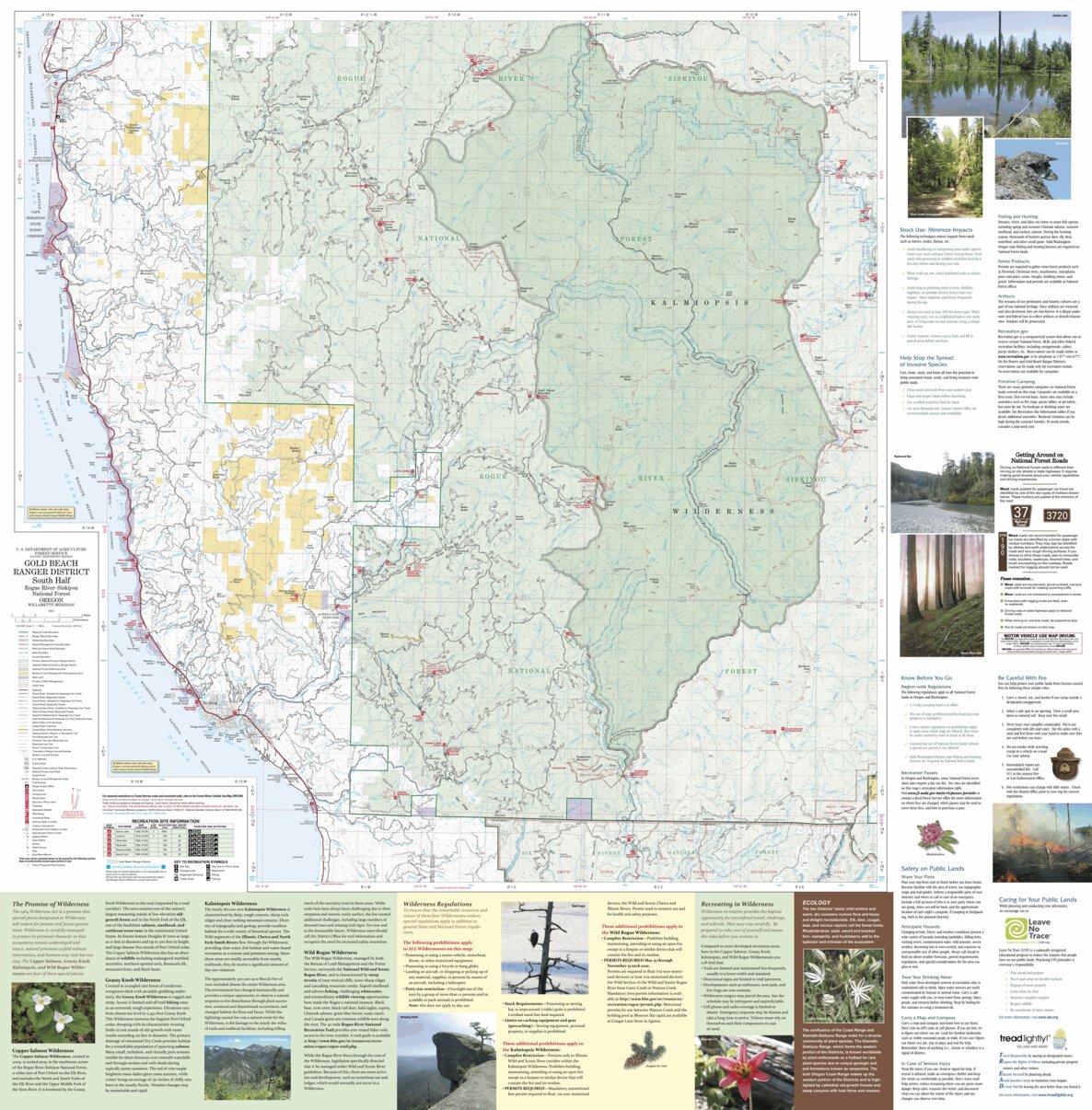 Powers and Gold Beach Ranger Districts Map South by US Forest Service ...