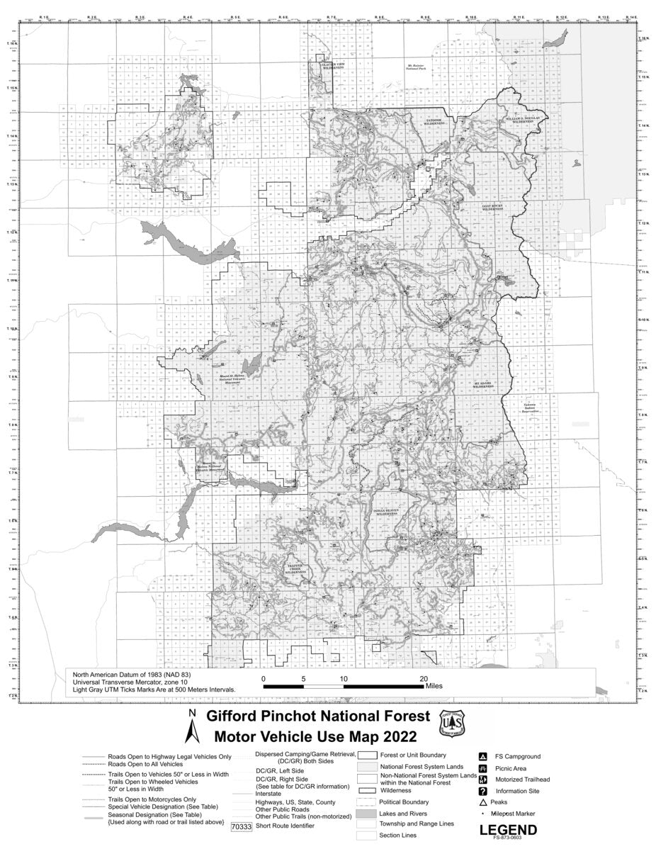 Gifford Pinchot National Forest Motor Vehicle Use Map by US Forest ...