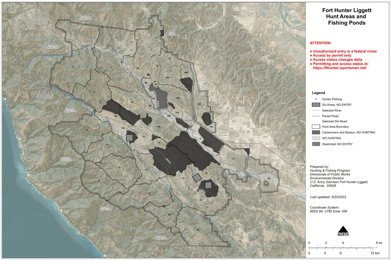 Fort Hunter Liggett Hunting and Fishing Map by iSportsman | Avenza Maps