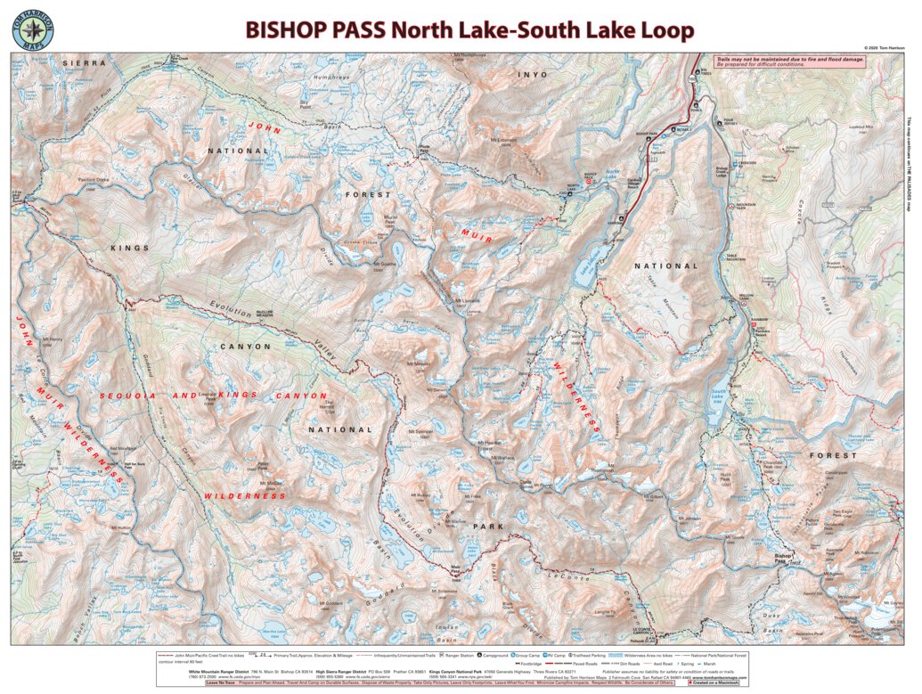 Bishop Pass Map by Tom Harrison Maps | Avenza Maps