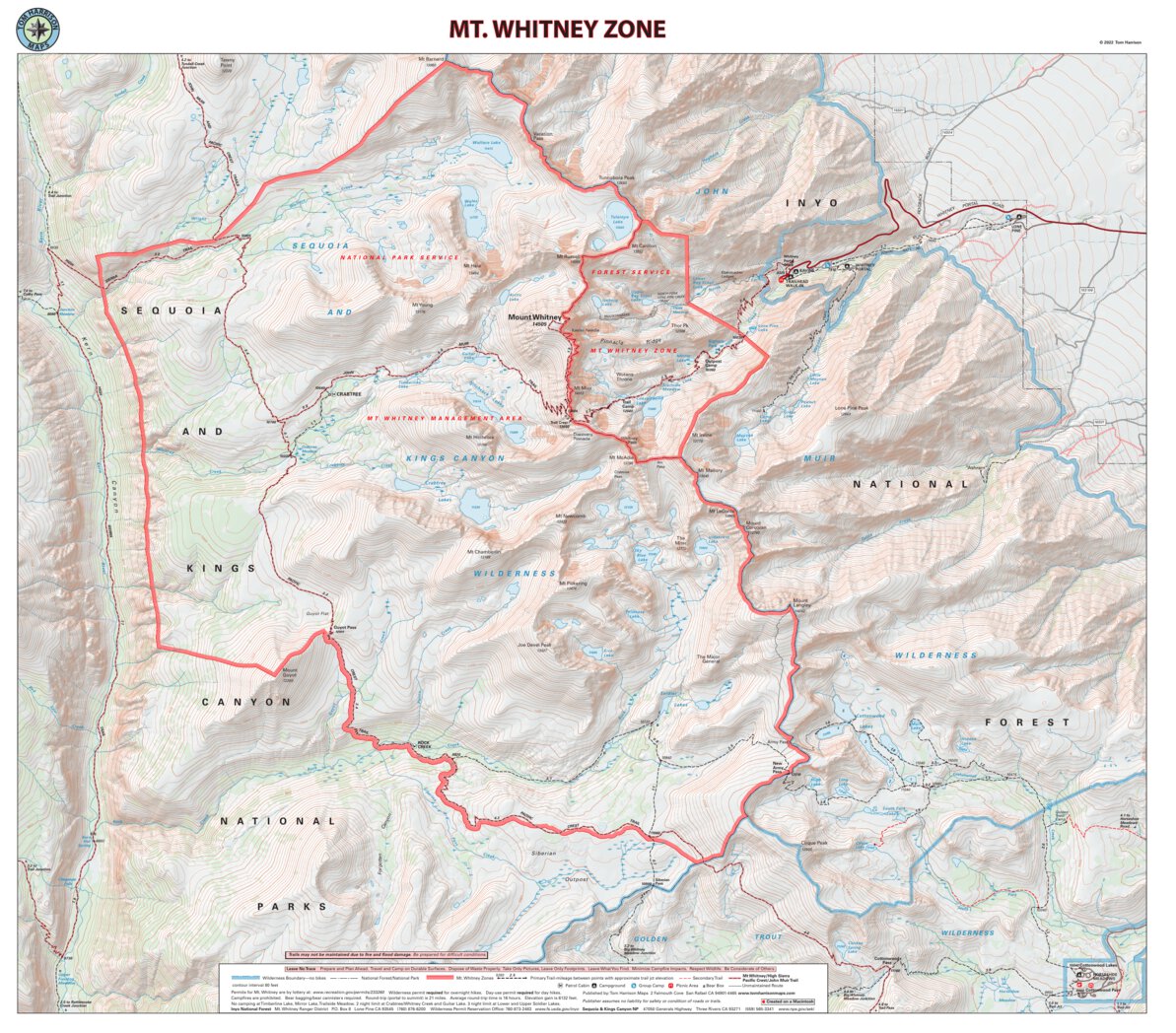 Mt Whitney Zone Map by Tom Harrison Maps | Avenza Maps