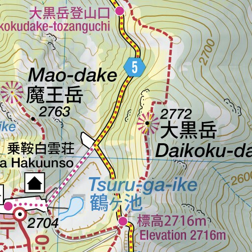 Norikura-dake 乗鞍岳 Hiking Map (Chubu, Japan) 1:25,000 by Japanwilds.org ...