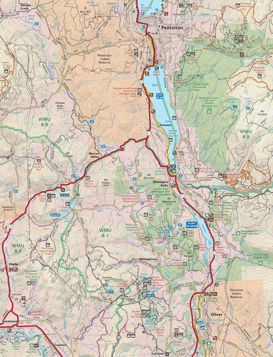 Okanagan Falls BC Adventure Map by Backroad Mapbooks | Avenza Maps