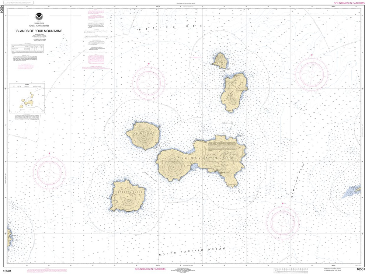 Islands Of Four Mountains Map by National Oceanographic & Atmospheric ...