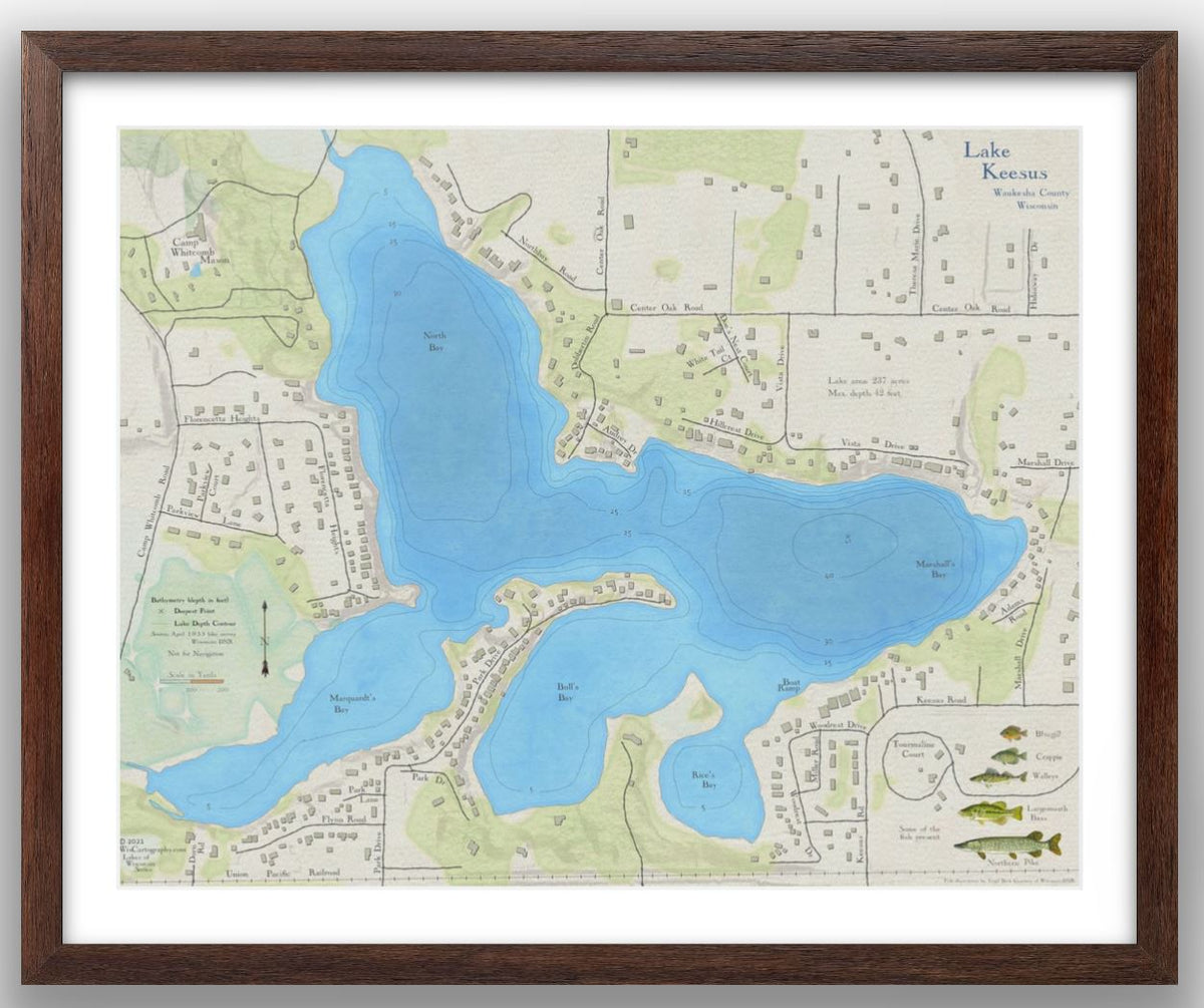 Lake Keesus, Waukesha County, Wisconsin Map by WisCartography | Avenza Maps