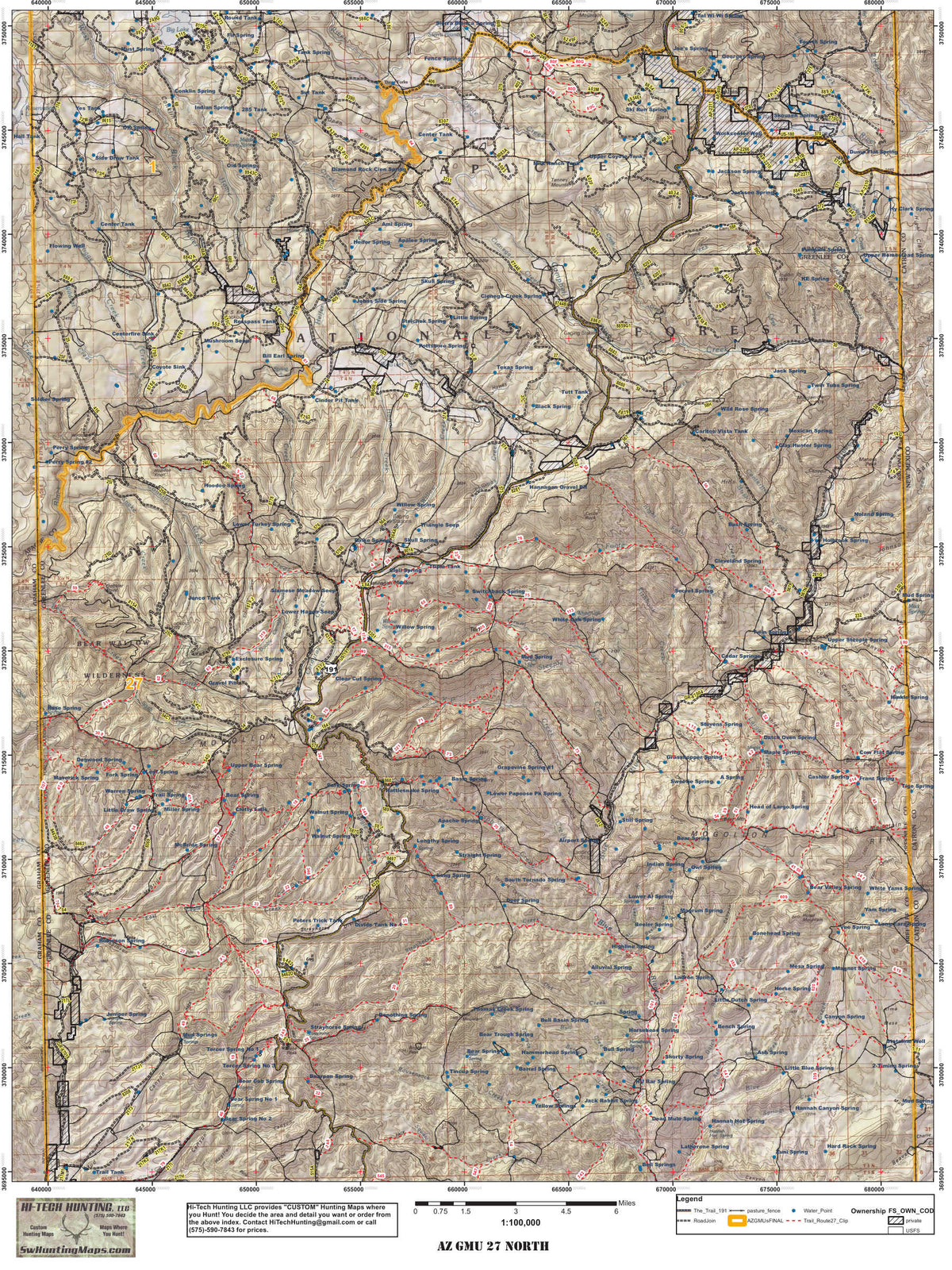 Arizona GMU 27 North Half Poster Map by Hi-Tech Hunting LLC | Avenza Maps