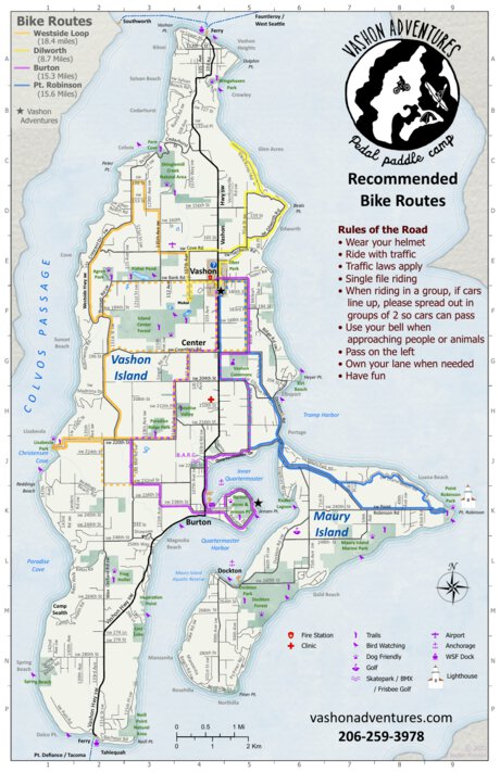 Vashon Island Bike Routes Map by Vashon Adventures | Avenza Maps
