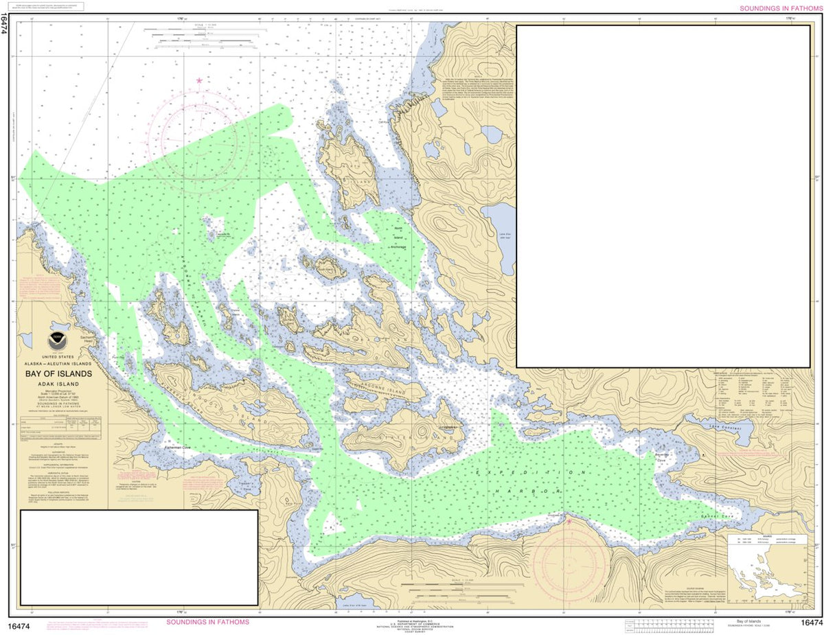 Bay Of Islands Adak Island Map by National Oceanographic & Atmospheric ...
