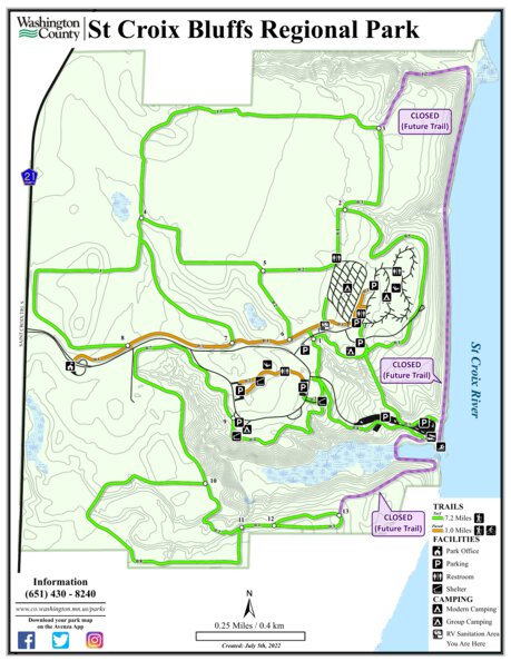 St. Croix Bluffs Regional Park Summer Map by Washington County Parks ...