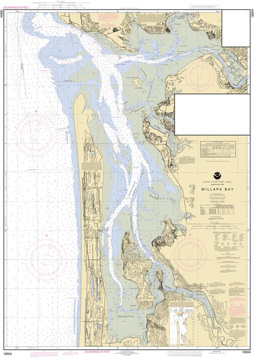Willapa Bay Map by National Oceanographic & Atmospheric Administration ...