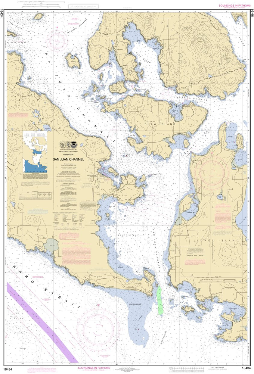 San Juan Channel Map by National Oceanographic & Atmospheric ...