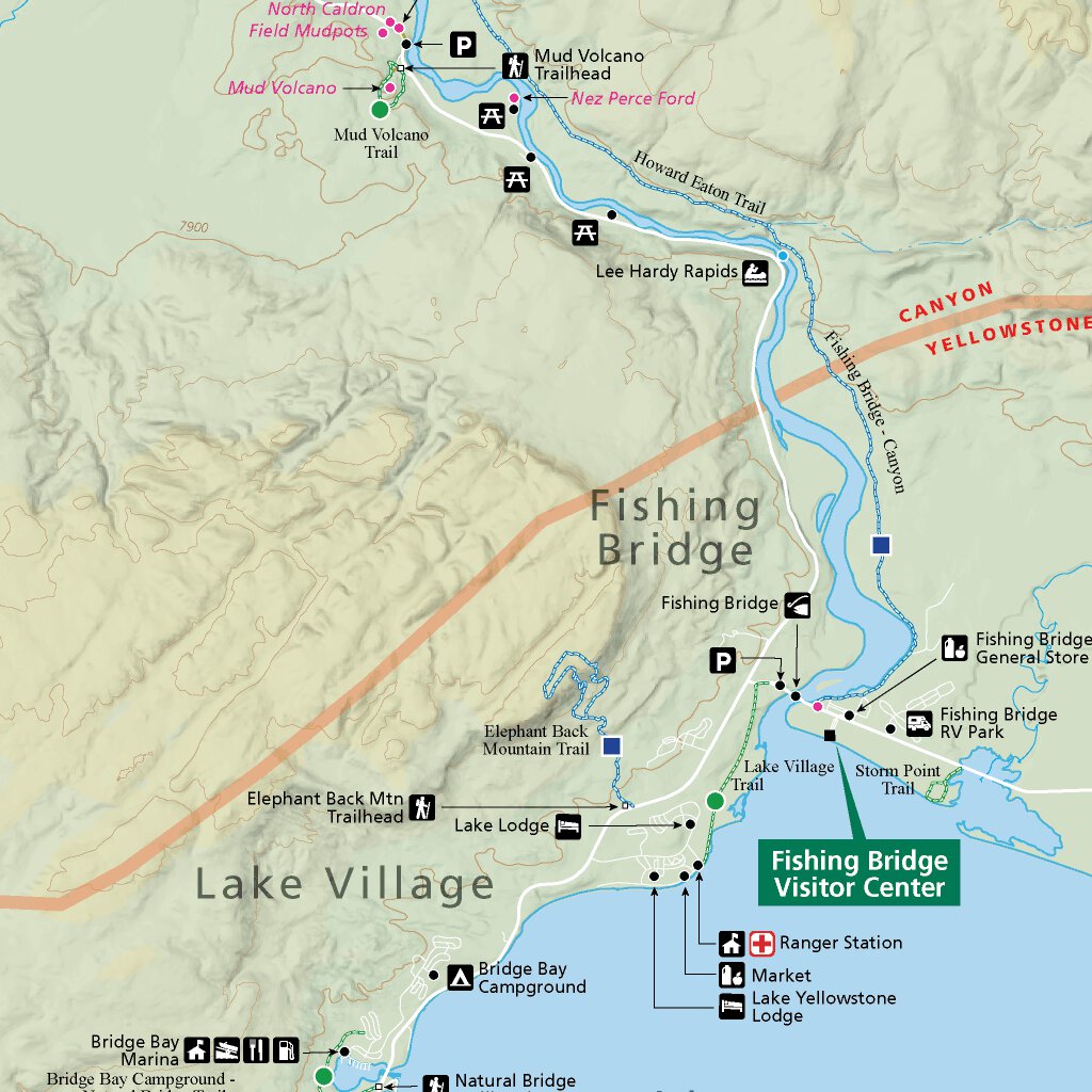 Yellowstone National Park Hiking Trails Map - Hike Yellowstone - Bike ...