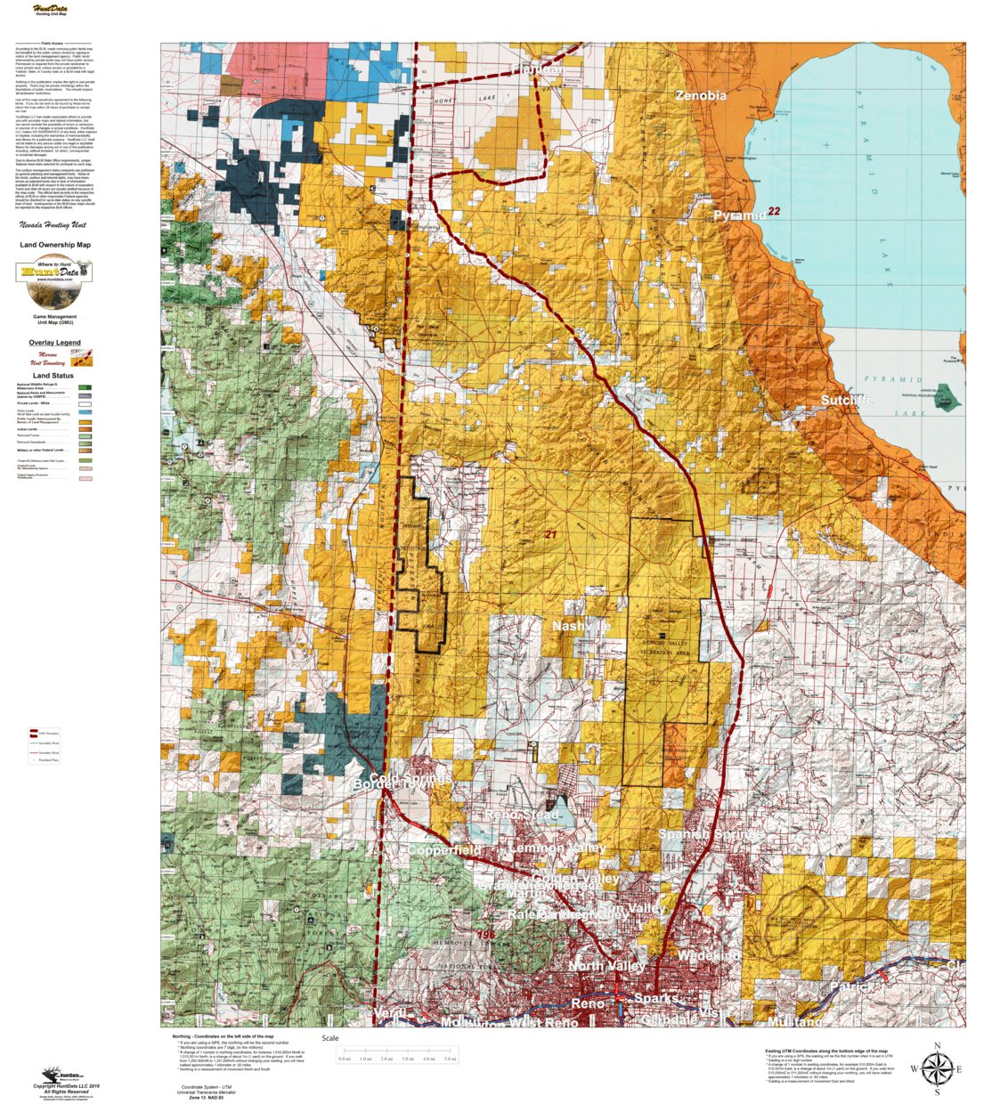 Nevada Unit 21 Land Ownership Map by Nevada HuntData LLC | Avenza Maps