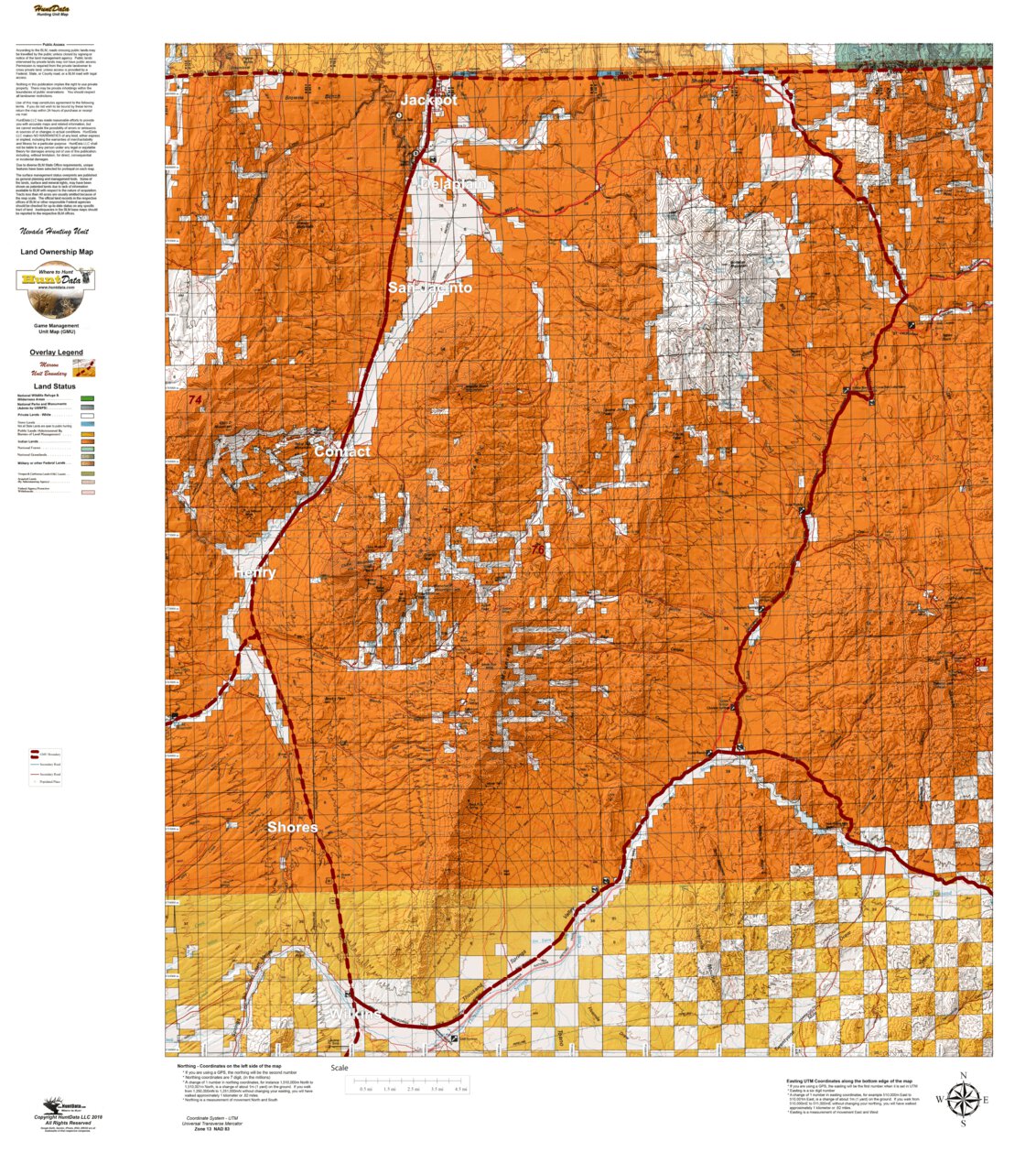 Nevada Unit 76 Land Ownership Map by Nevada HuntData LLC | Avenza Maps