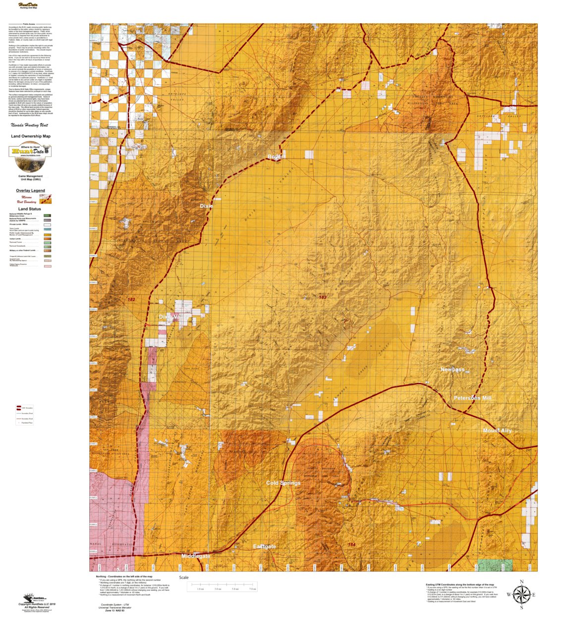 Nevada Unit 183 Land Ownership Map by Nevada HuntData LLC | Avenza Maps