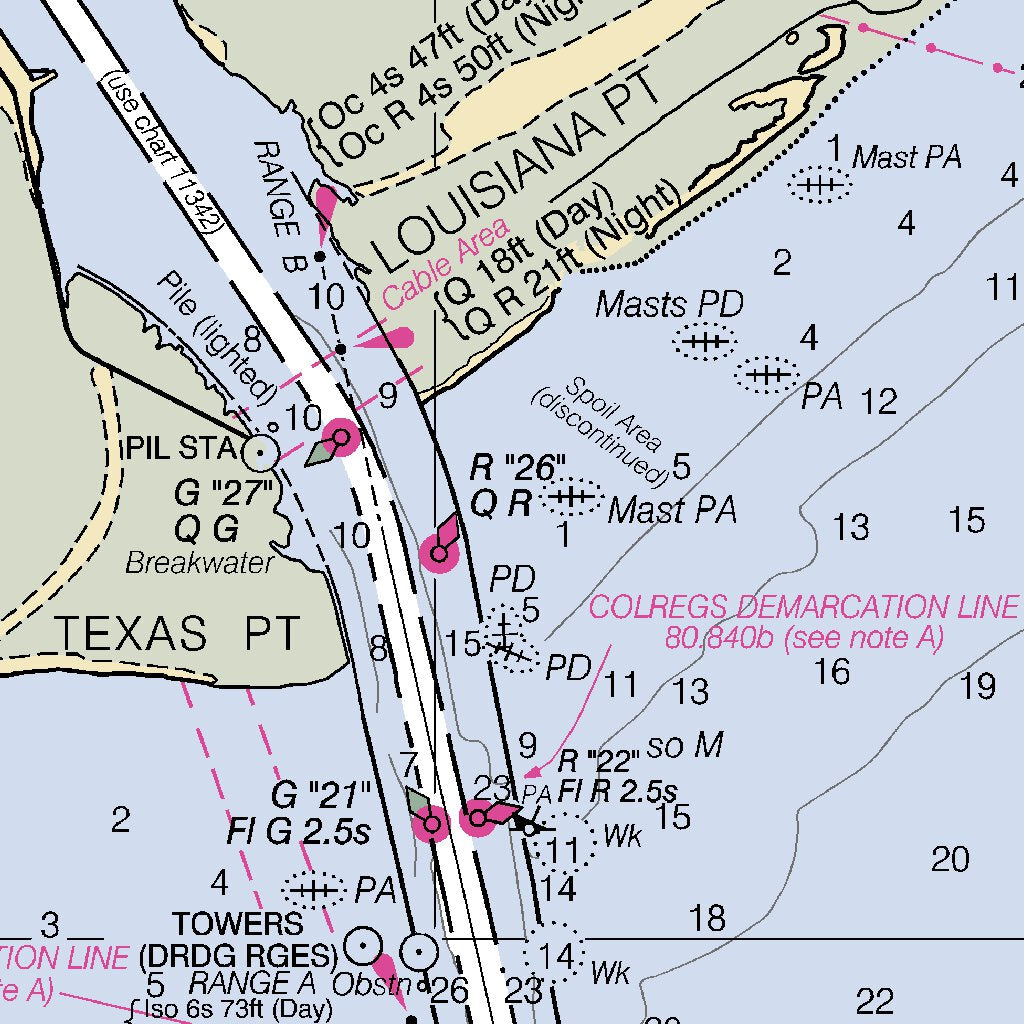 Calcasieu Pass To Sabine Pass Map by National Oceanographic ...